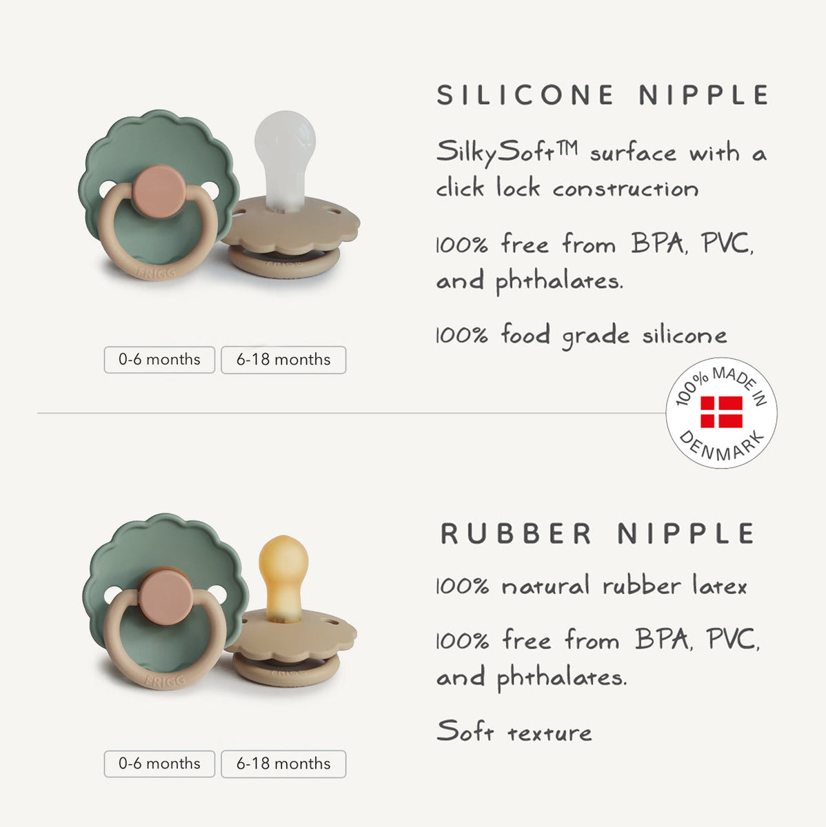 FRIGG Daisy Natural Rubber Pacifier 2-Pack – Petite Island